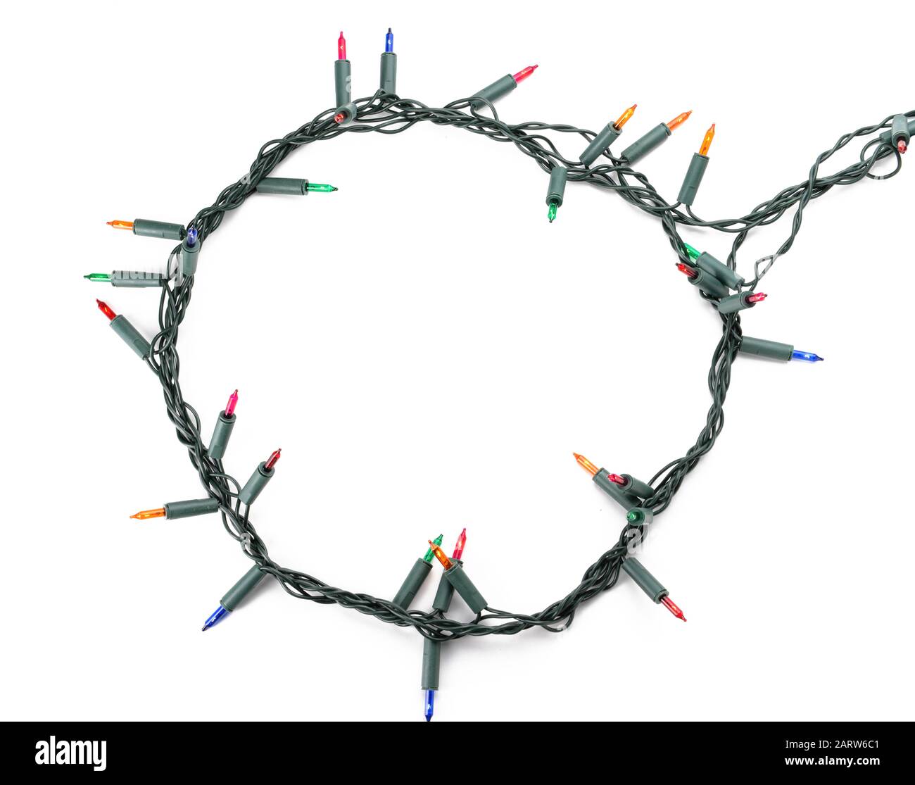 Frame made of Christmas lights on white background Stock Photo - Alamy