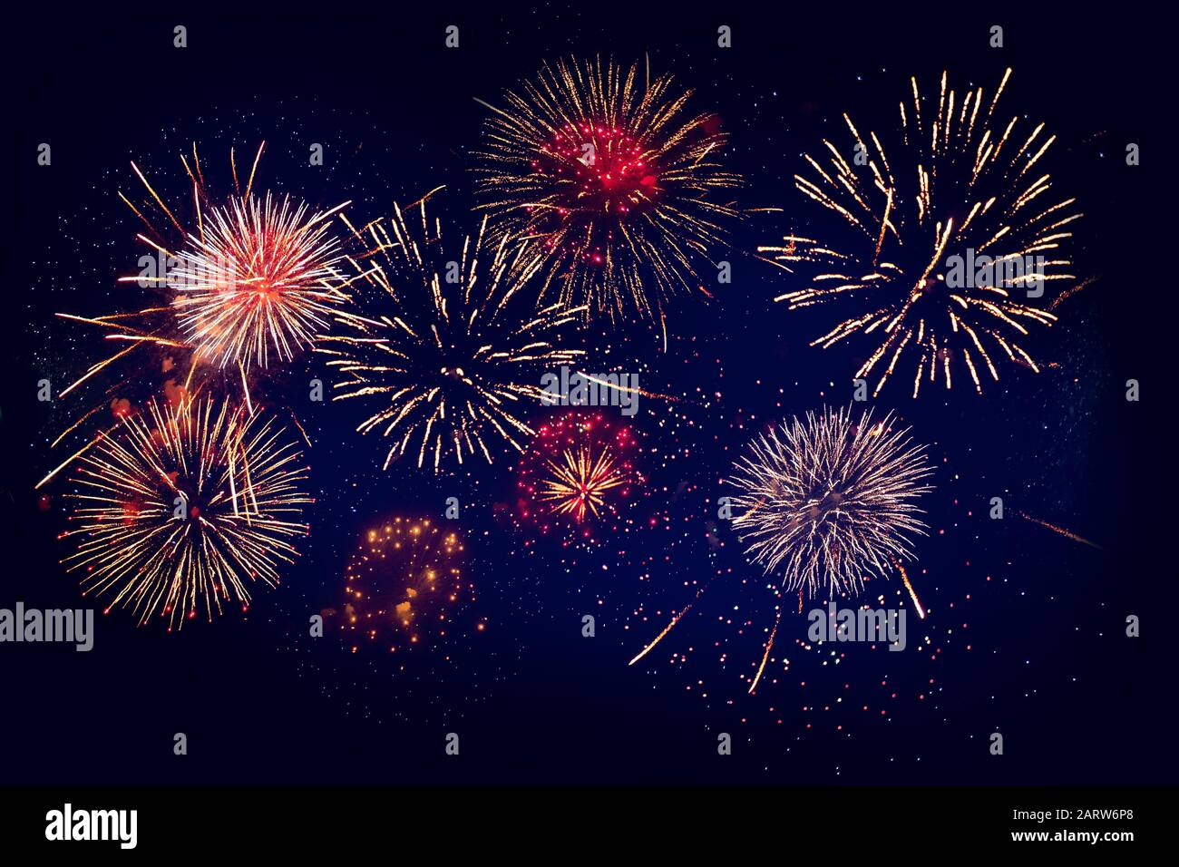 Abstract color fireworks display on dark sky background Stock Photo - Alamy