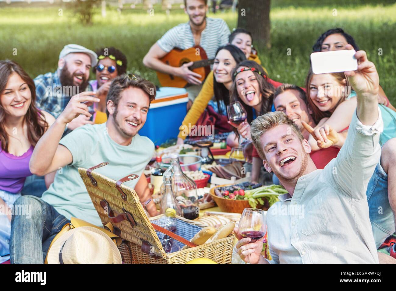 Friends Picnic In Park