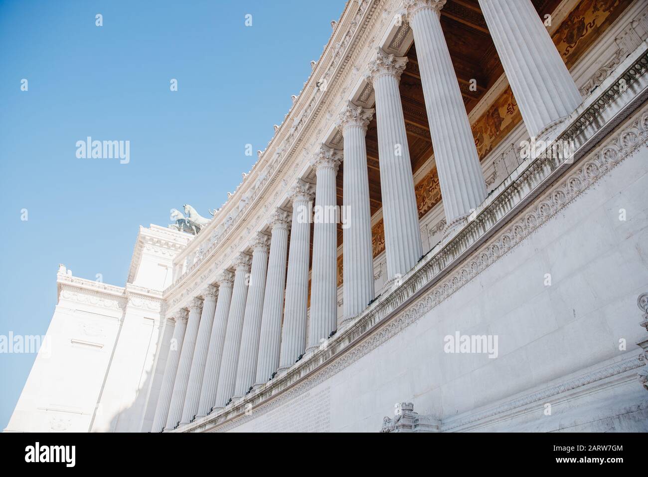 Columns of building on Venice Square in Rome Italy, blue sky Stock ...