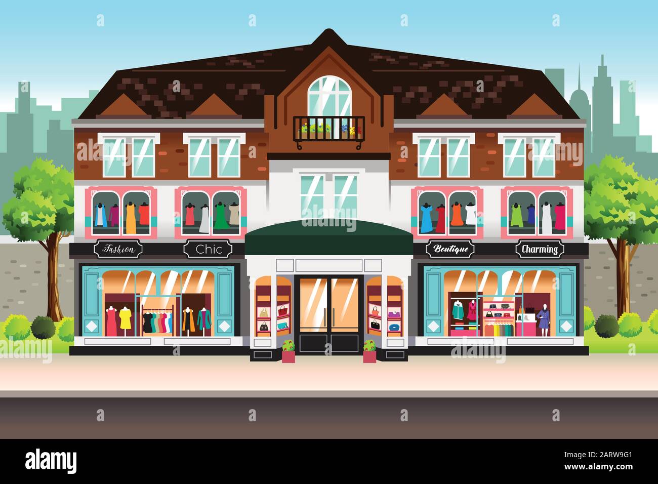 A vector illustration of French Boutique Shopping Stores Stock Vector ...