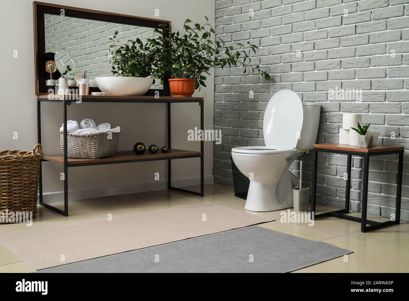 Interior of clean modern bathroom Stock Photo - Alamy