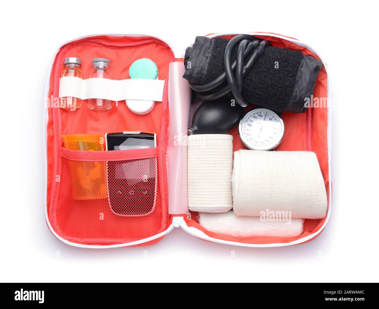 First aid kit on white background Stock Photo - Alamy