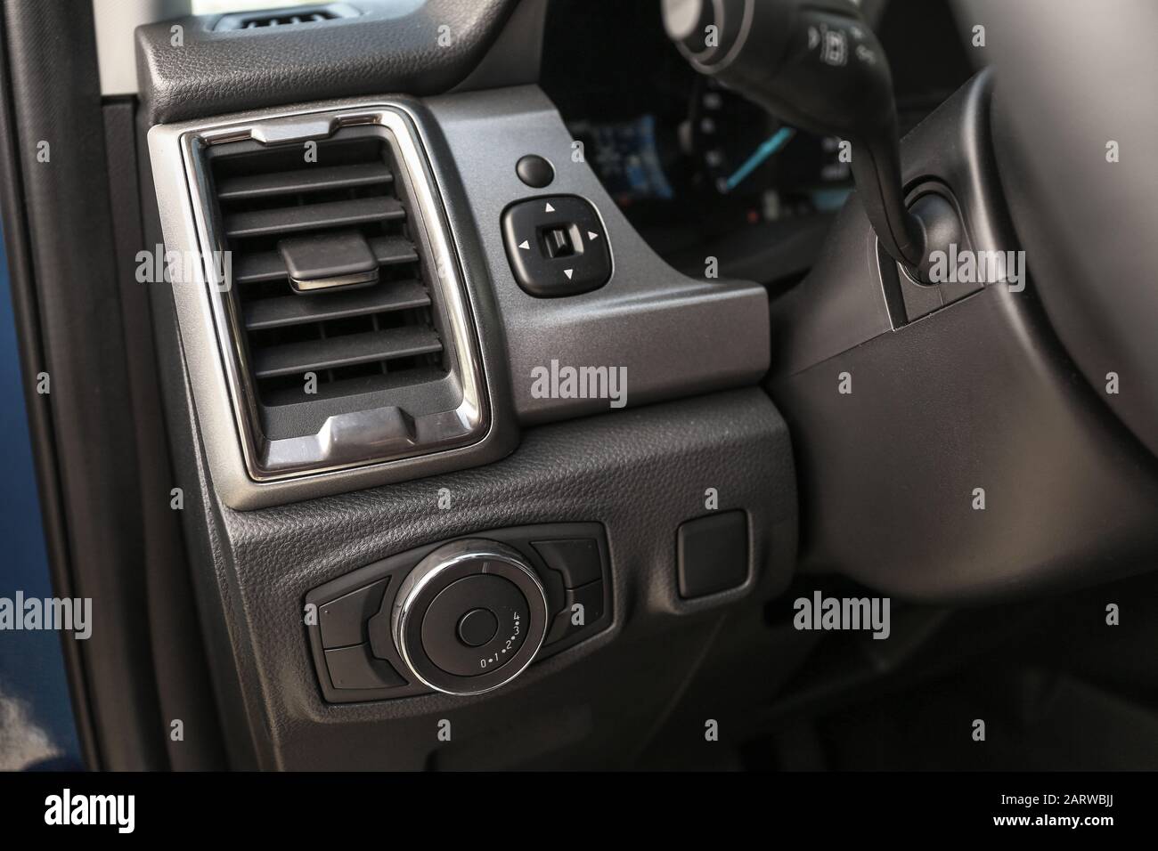 Air conditioner and lighting control buttons in modern car Stock Photo ...