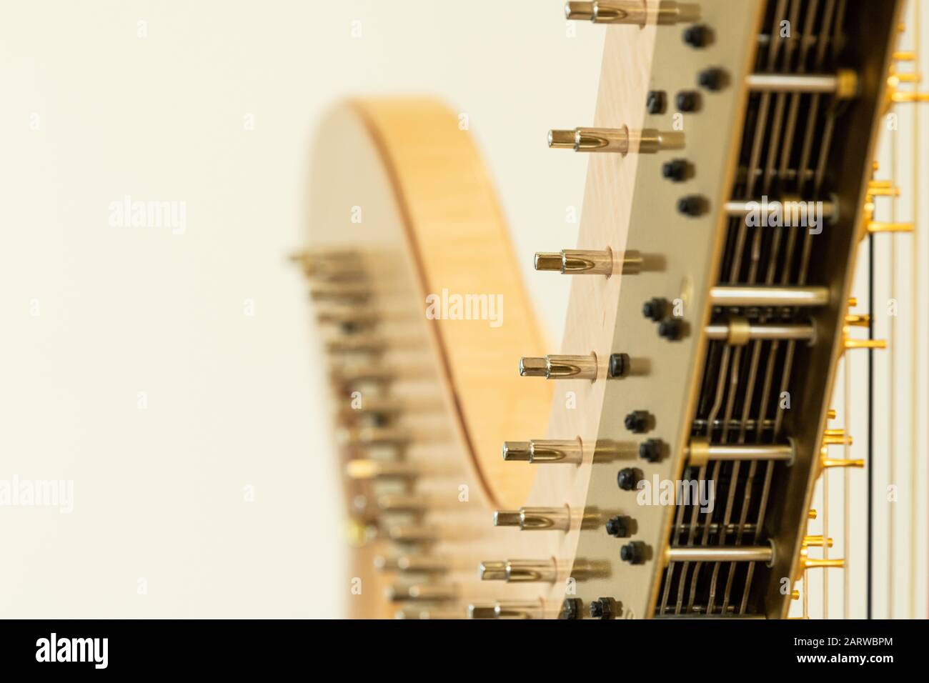 Detail of a beautiful classical harp, musical instrument Stock Photo ...