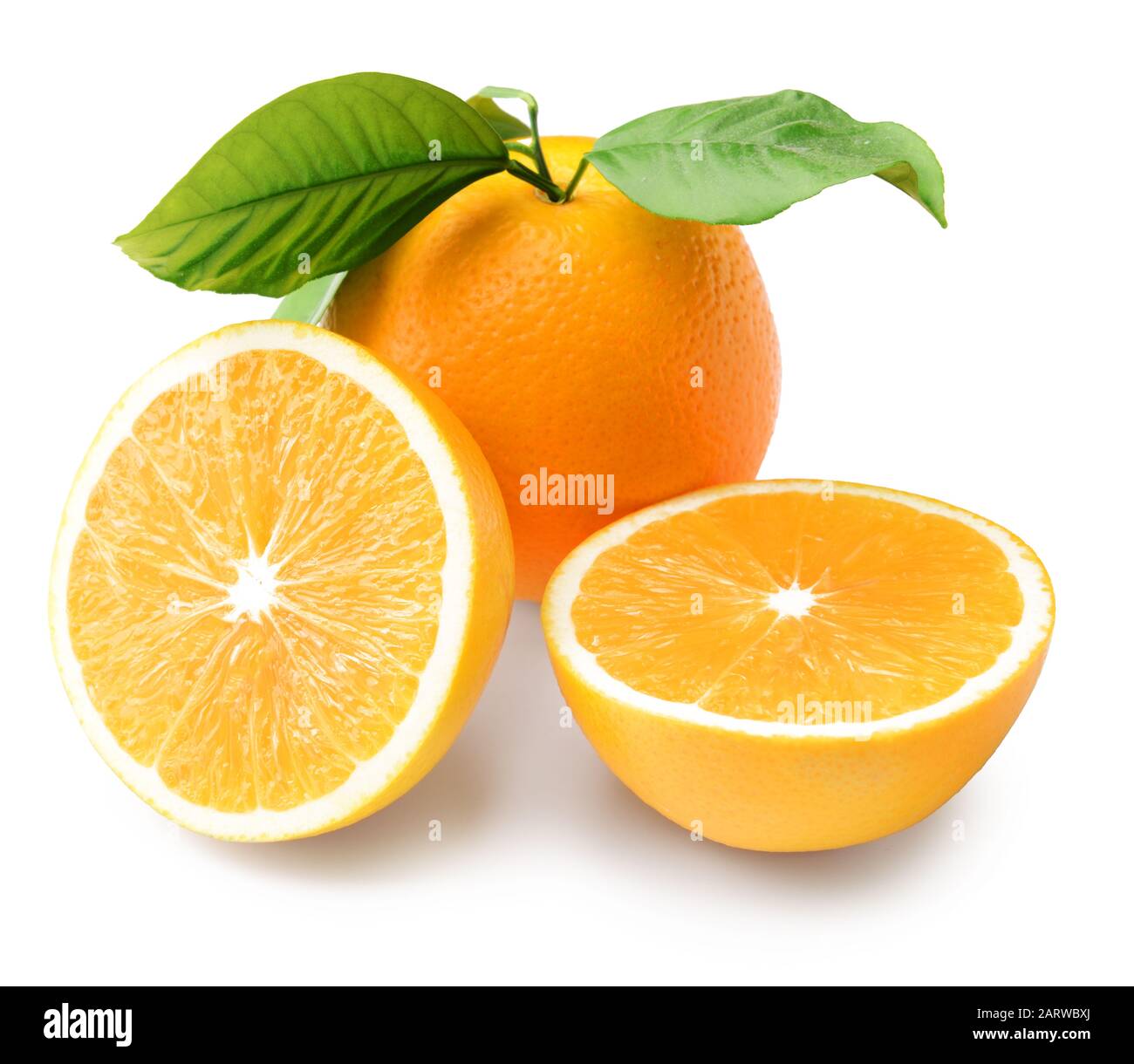 Ripe oranges on white background Stock Photo - Alamy