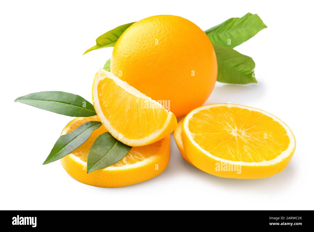 Ripe oranges on white background Stock Photo - Alamy