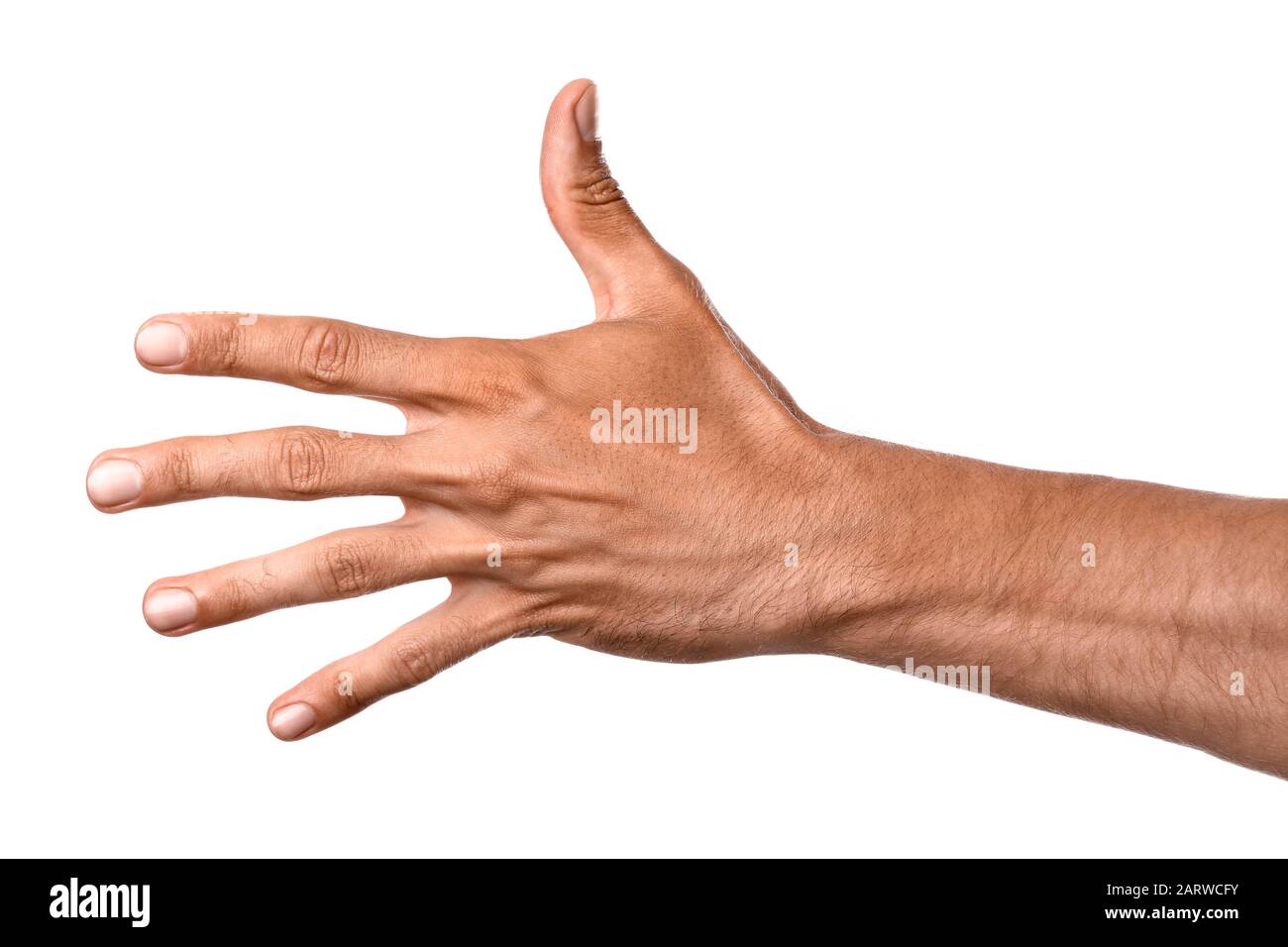 Male hand on white background Stock Photo - Alamy