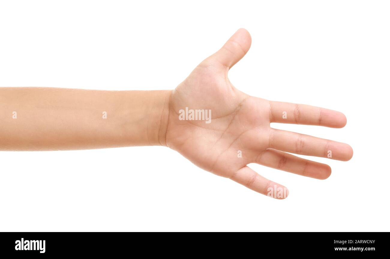 Child's hand on white background Stock Photo - Alamy