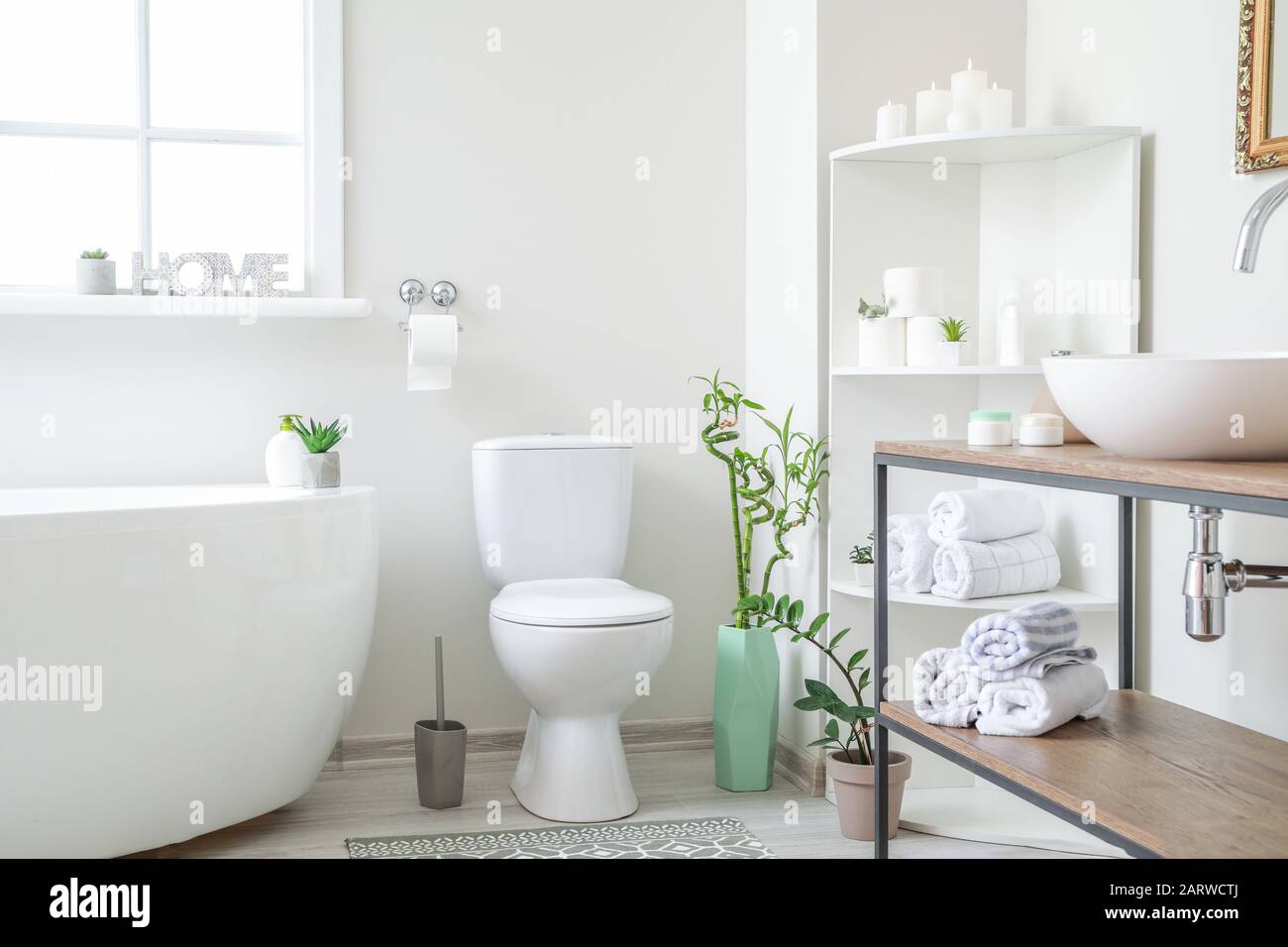 Interior of clean modern bathroom Stock Photo - Alamy