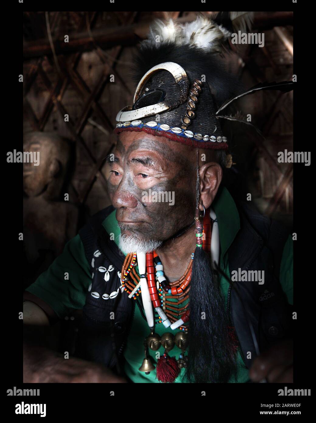 Headhunter belonging to the Konyak Tribe - Nagaland- India Stock Photo ...