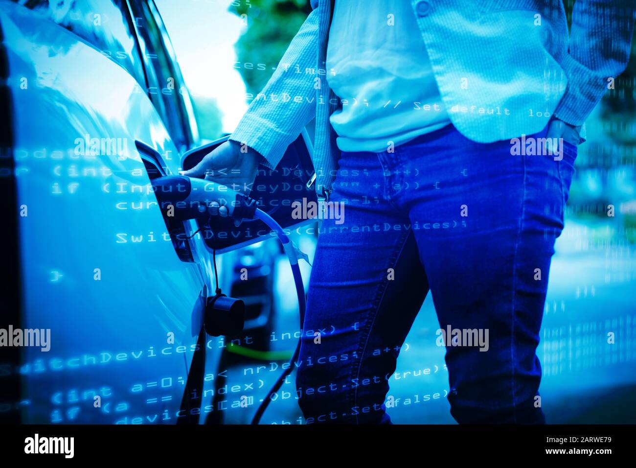 Composite image of blue code Stock Photo - Alamy