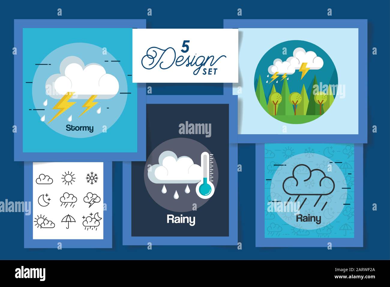 five designs of weather forecast Stock Vector Image & Art - Alamy