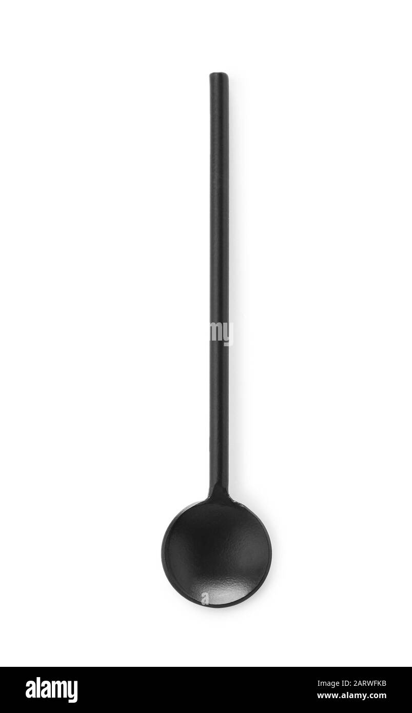 Black spoon on white background Stock Photo - Alamy