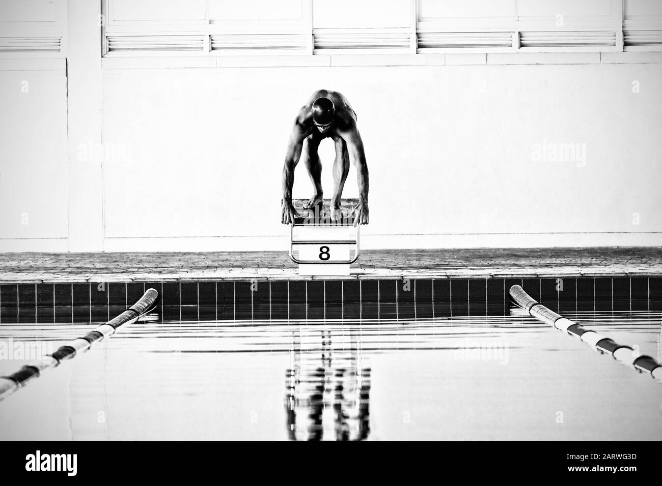 Swimmer ready to plunge Stock Photo - Alamy