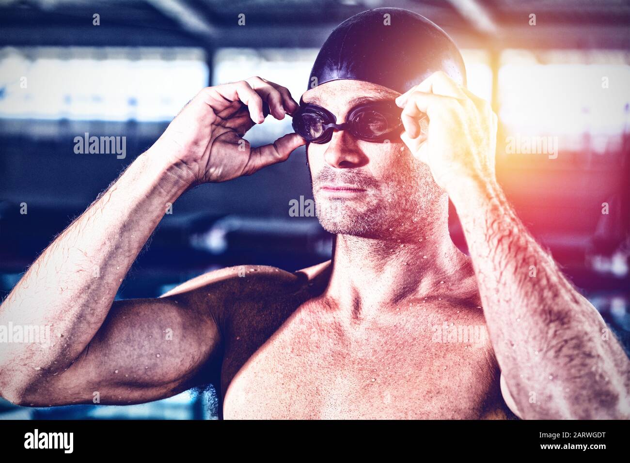 Swimmer preparing to swim Stock Photo - Alamy