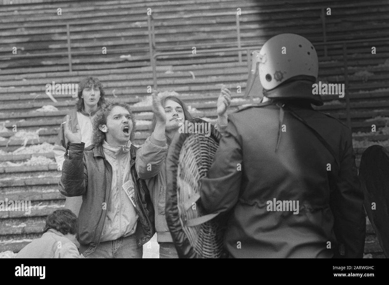 Supportersrellen during The Hague versus Ajax in The Hague; ME stands ...