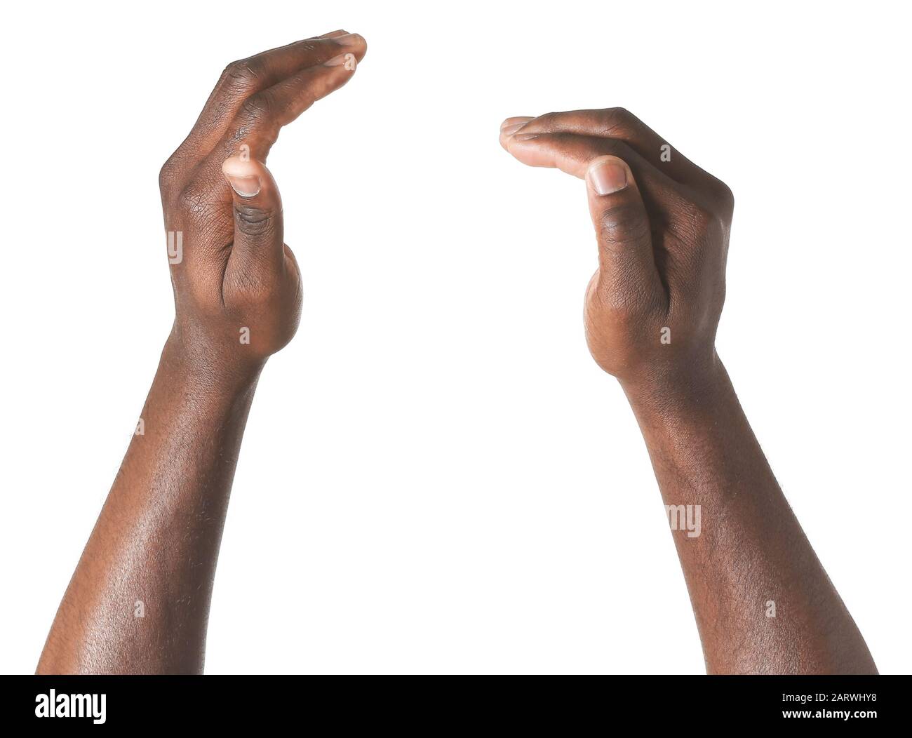 Hands of African-American man on white background Stock Photo - Alamy