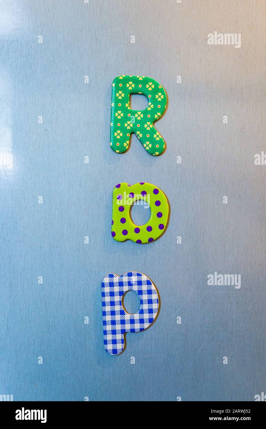 Vertical high angle shot of cute letters spelling the word Rap Stock ...