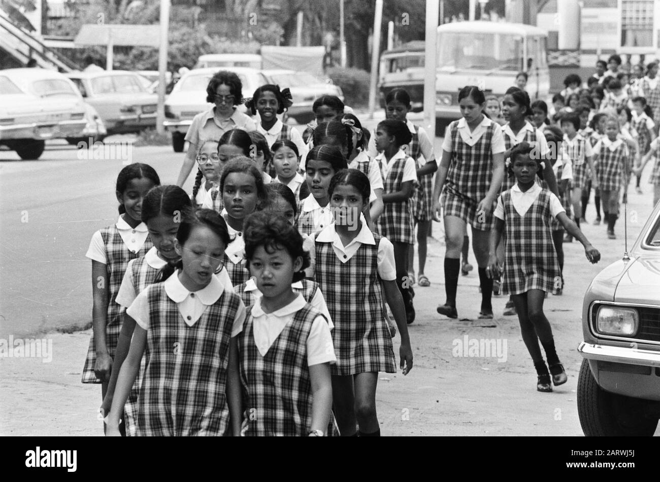 Suriname, education; girls pupils in uniform Date: April 1, 1975 ...