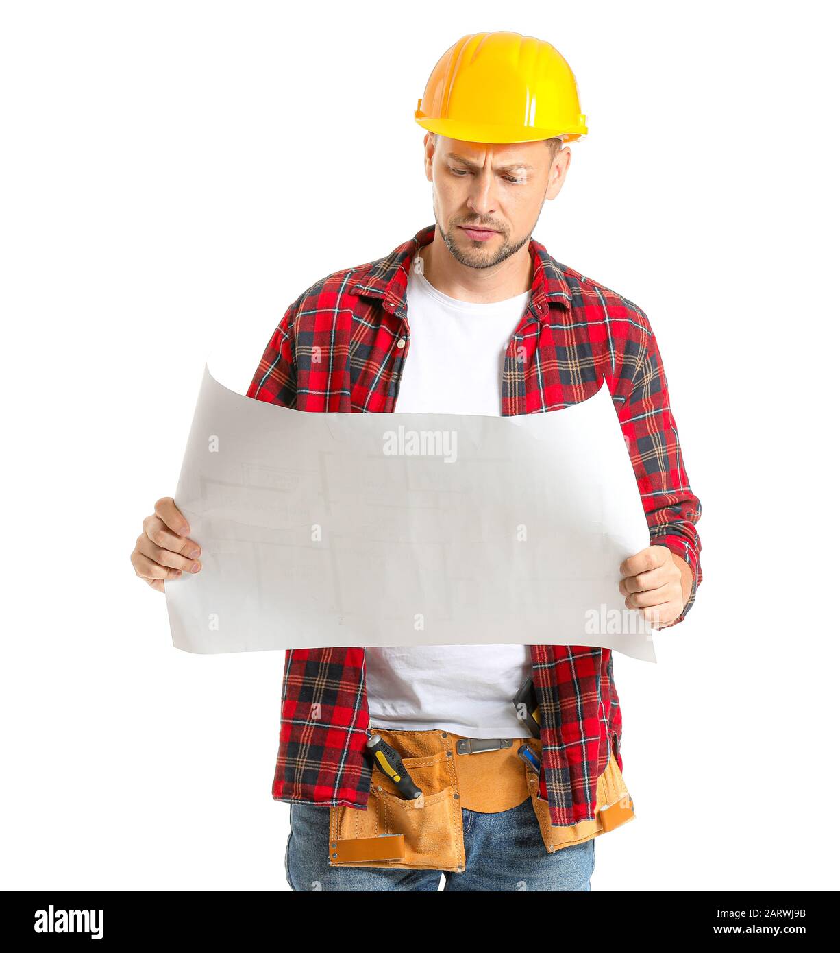 Portrait of male architect on white background Stock Photo - Alamy