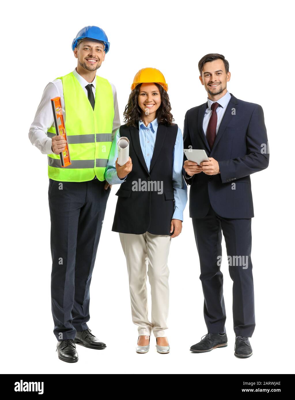 Portrait of architects on white background Stock Photo - Alamy