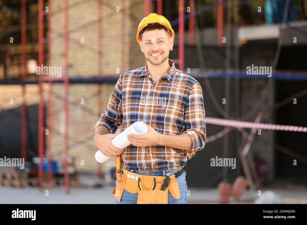 Portrait of male architect in building area Stock Photo - Alamy