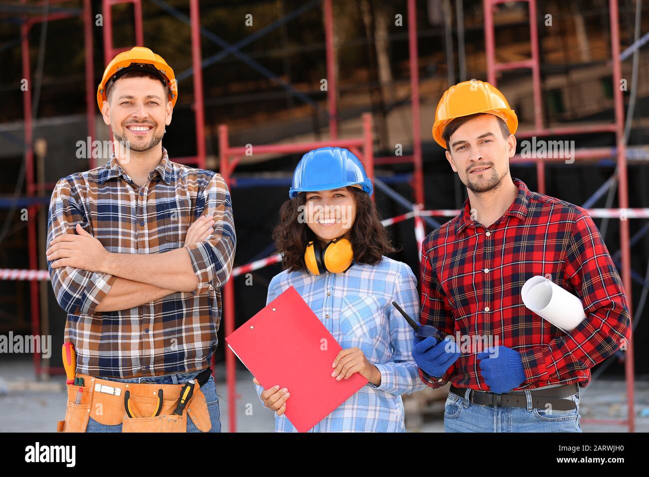 Portrait of architects in building area Stock Photo - Alamy