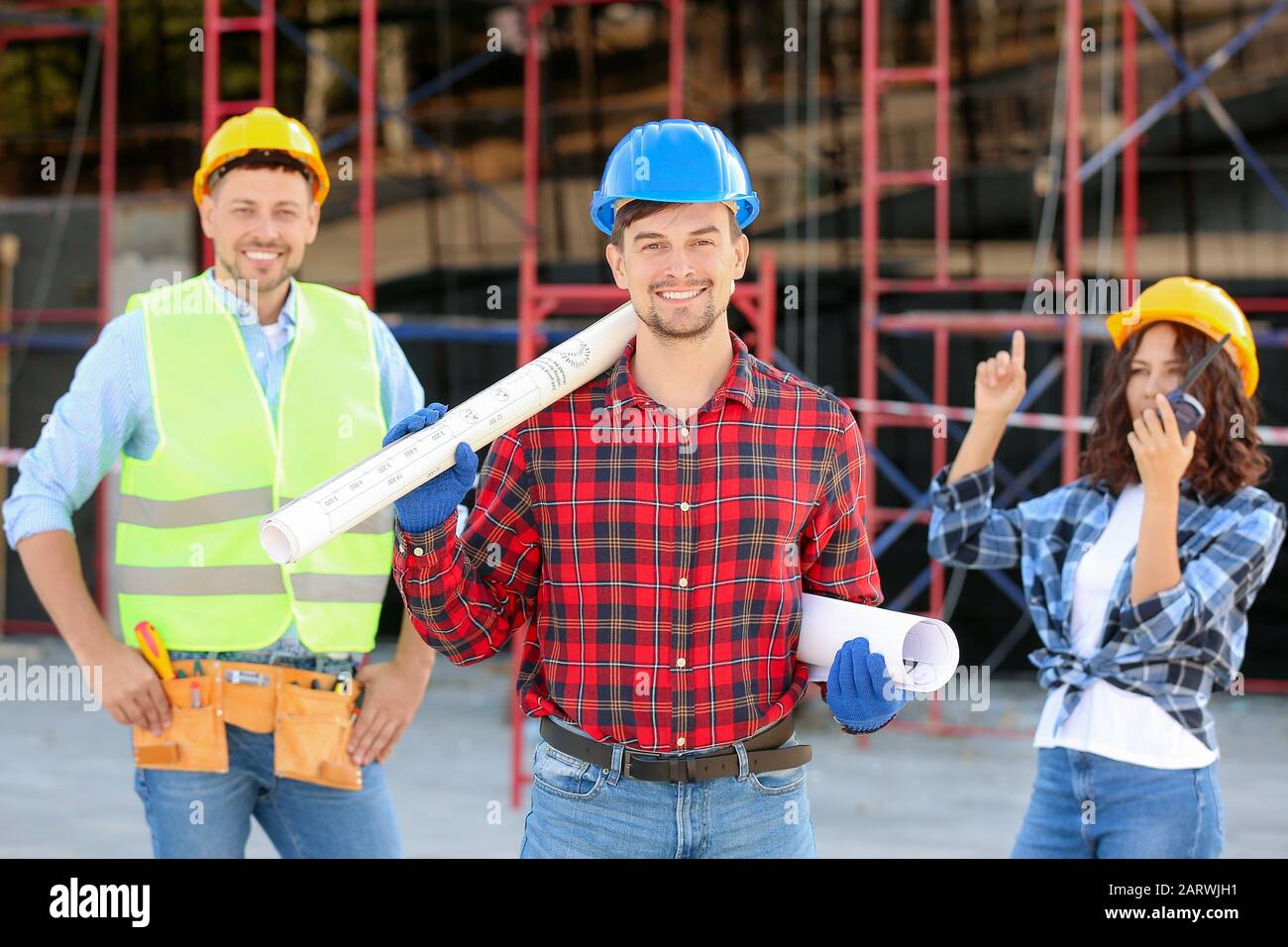 Portrait of architects in building area Stock Photo - Alamy