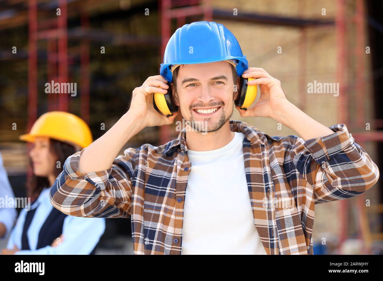 Portrait of male architect in building area Stock Photo - Alamy