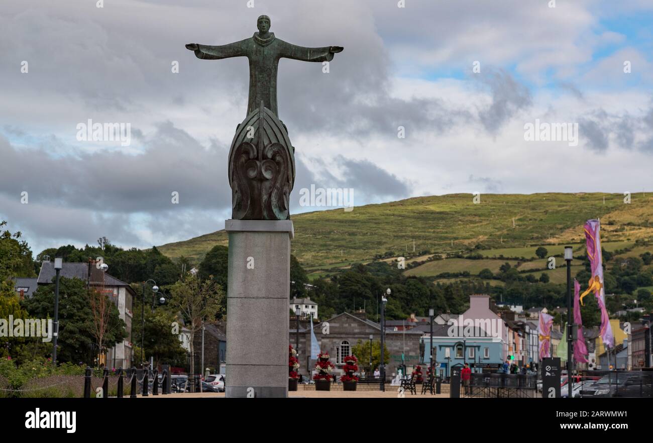 Bantry, Ireland - 25th July 2018: Statue of Saint Brendan on the Main ...