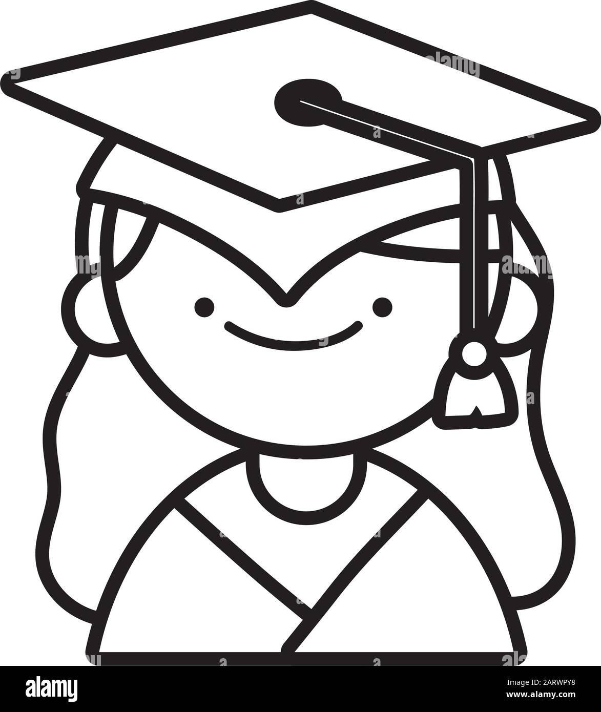 back to school education graduate girl with hat vector illustration ...