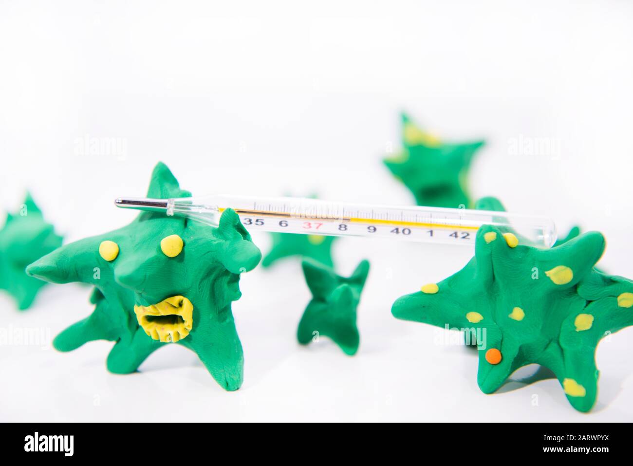 Microbes made from Play Clay. Abstract photo of the spread of the virus ...