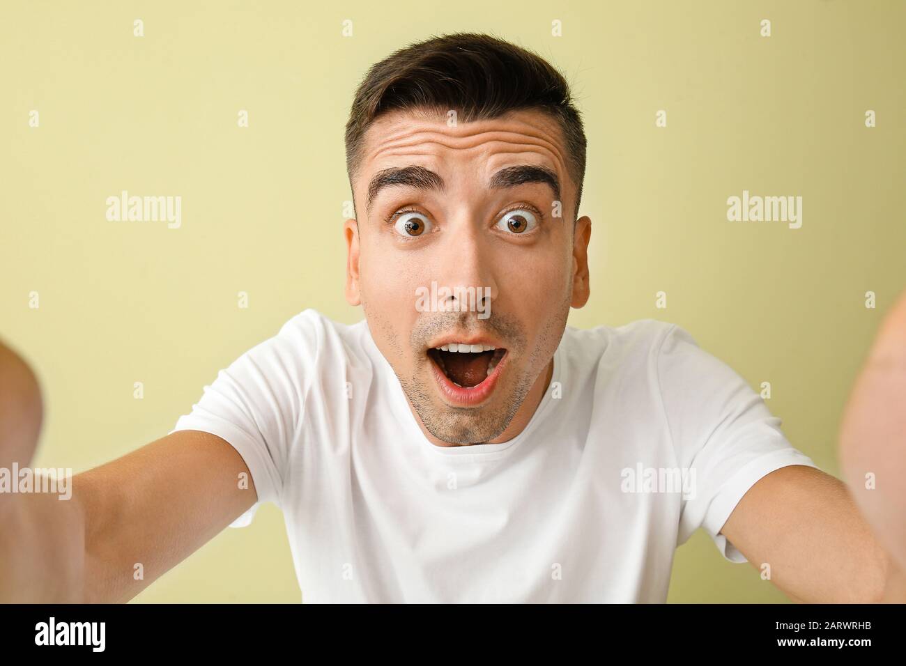 Photo shocked young caucasian hi-res stock photography and images - Alamy