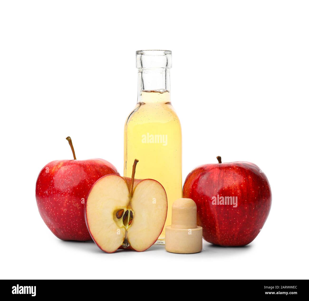 Bottle of apple cider vinegar on white background Stock Photo - Alamy