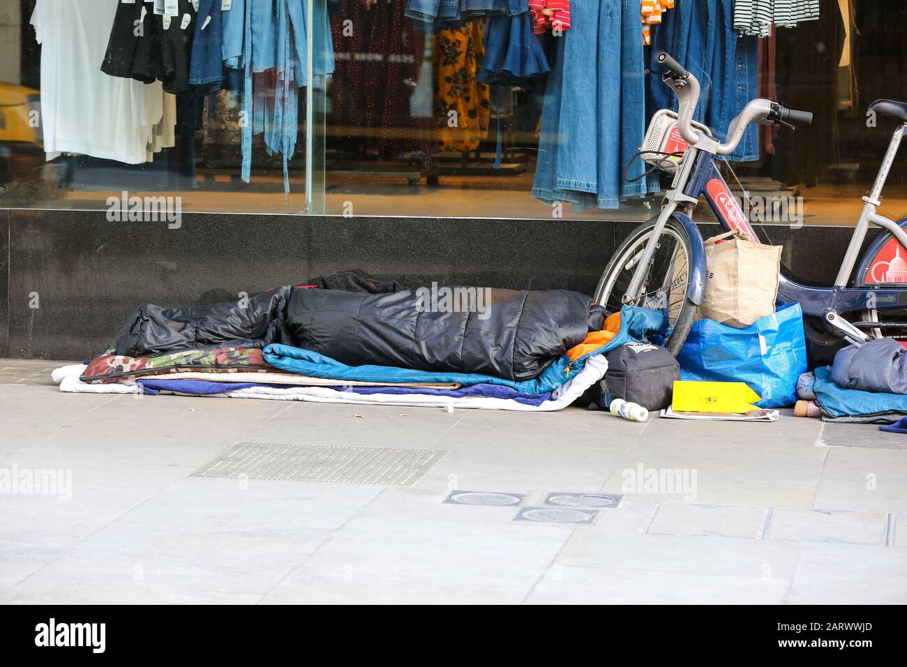 January 29, 2020, London, United Kingdom: A homeless person sleeping ...