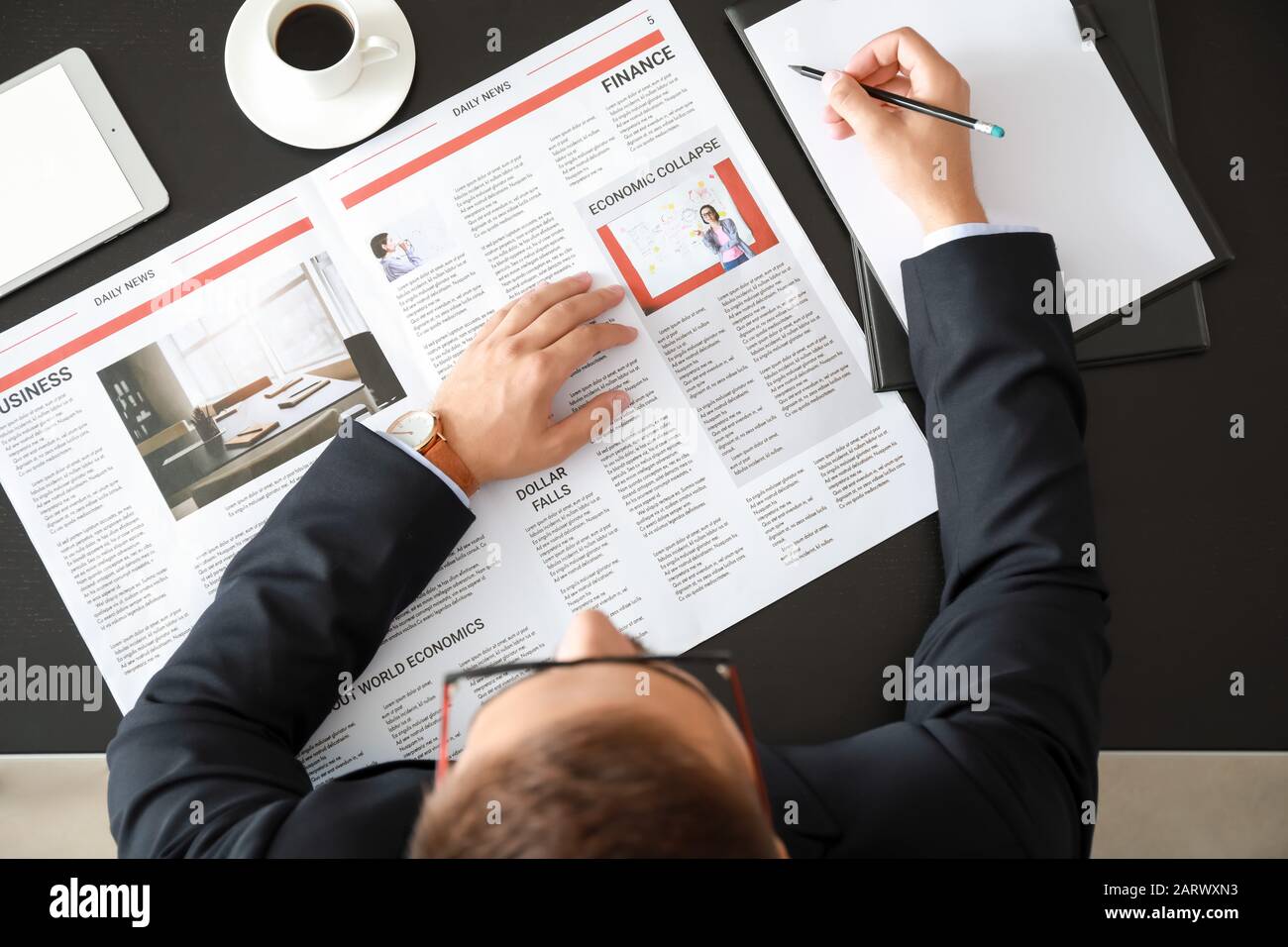 Reading newspaper top view hi-res stock photography and images - Alamy
