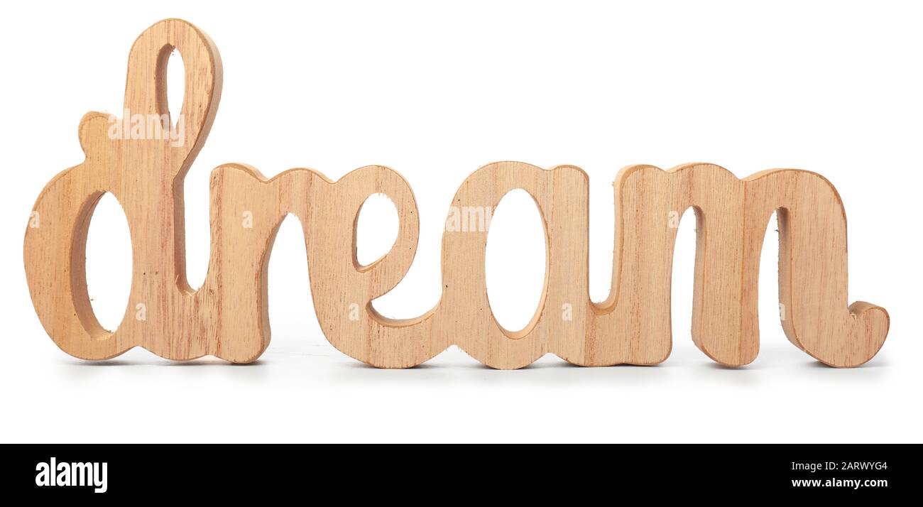 Decor in shape of word DREAM on white background Stock Photo - Alamy