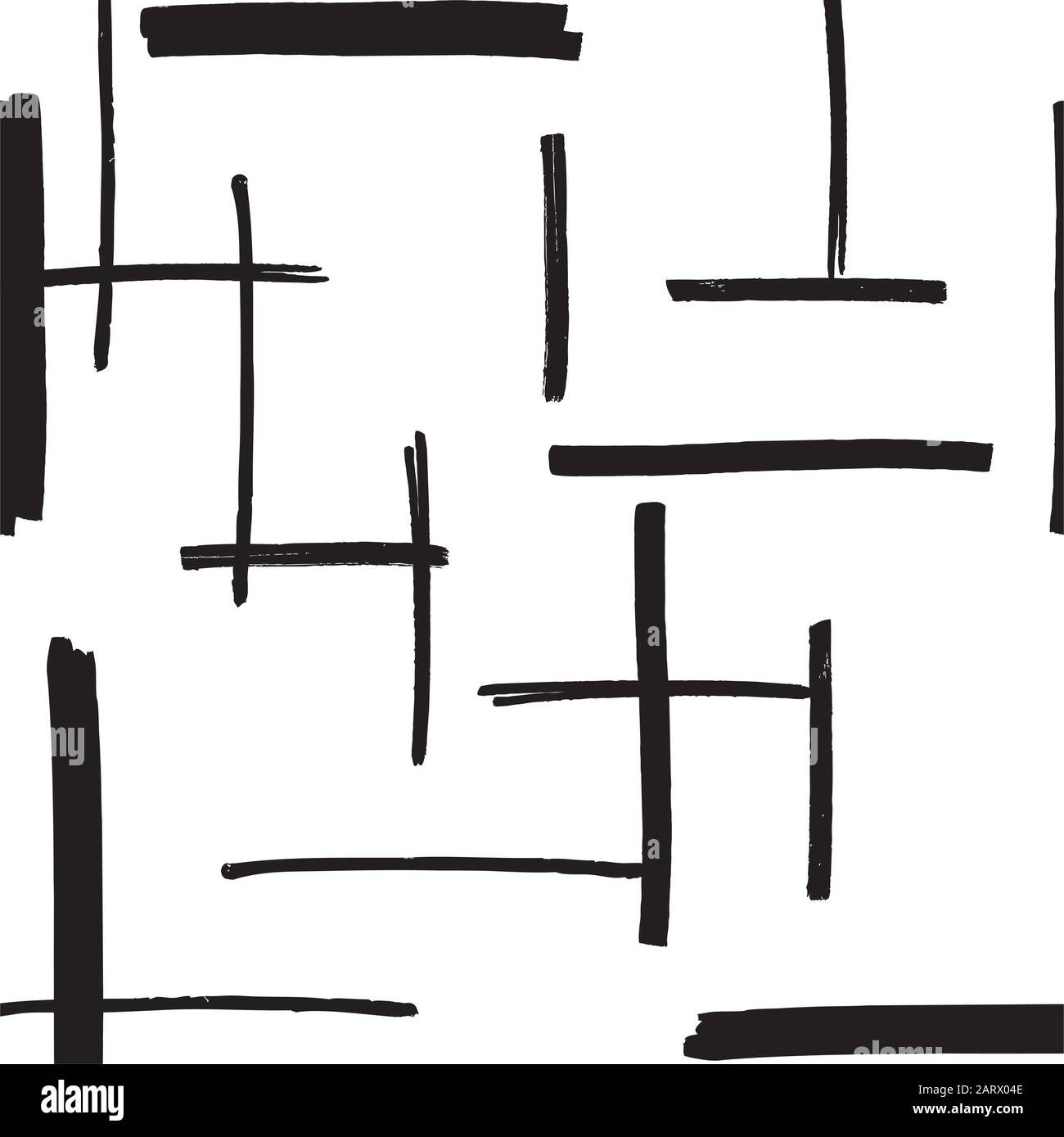 Marker strokes seamless pattern in black and white colors. Felt pen ...