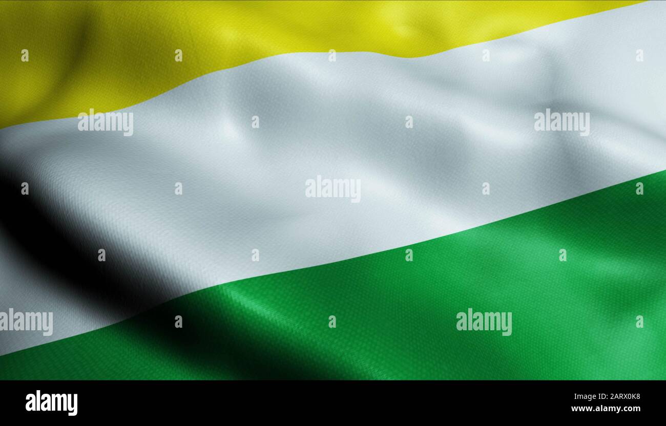 3D Illustration of a waving flag of Riosucio (Colombia country Stock ...