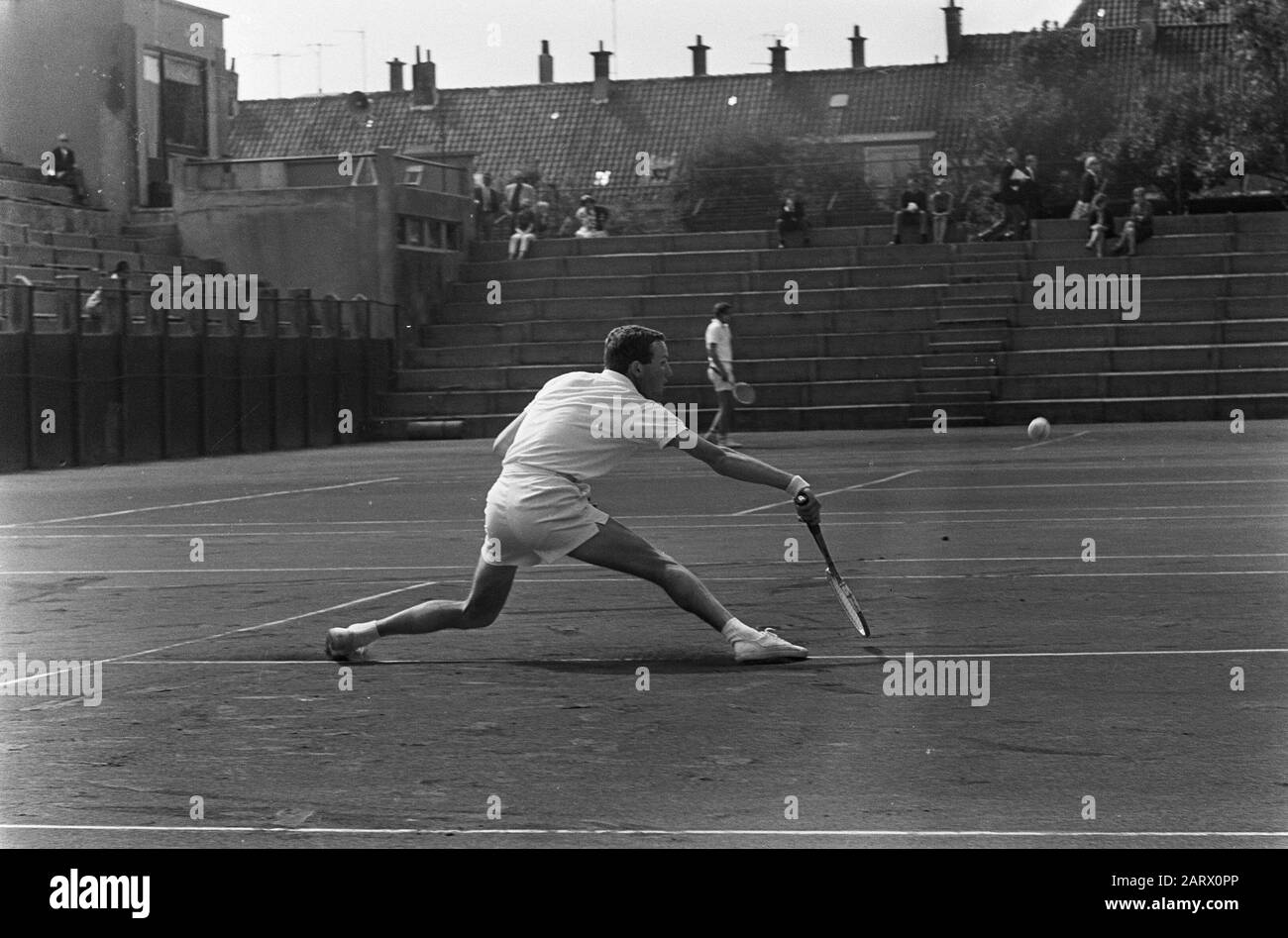 Tennis Championships, Tom Okker in action Date: August 10, 1965 ...