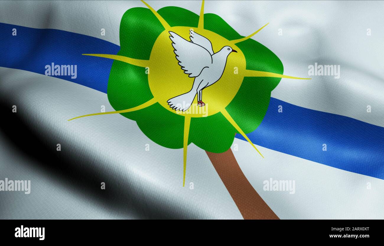 3D Illustration of a waving flag of Morelia (Colombia country Stock ...