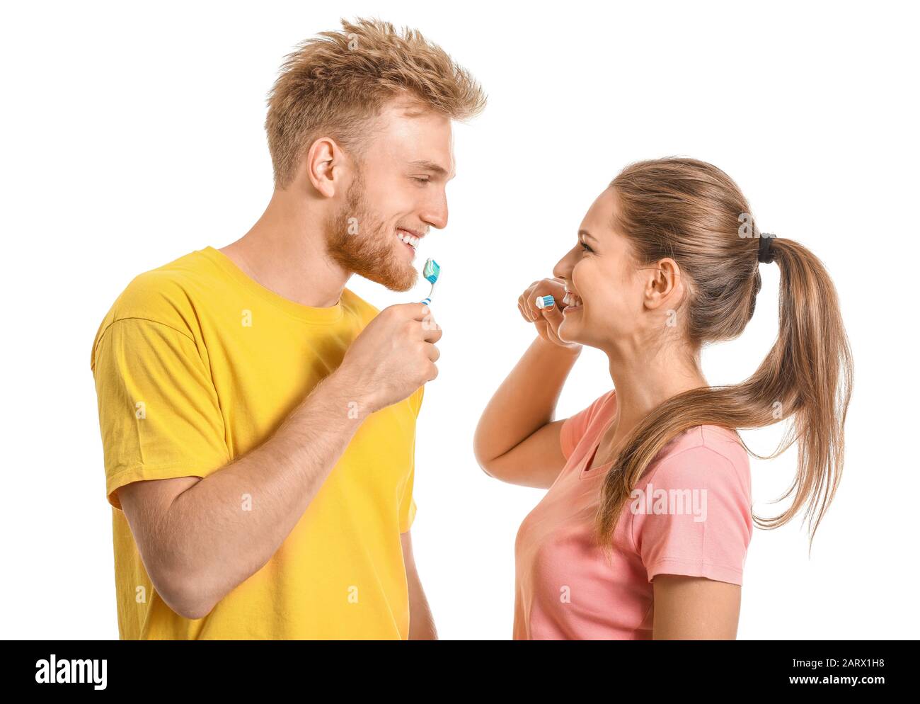 Brush teeth couple Cut Out Stock Images & Pictures - Alamy