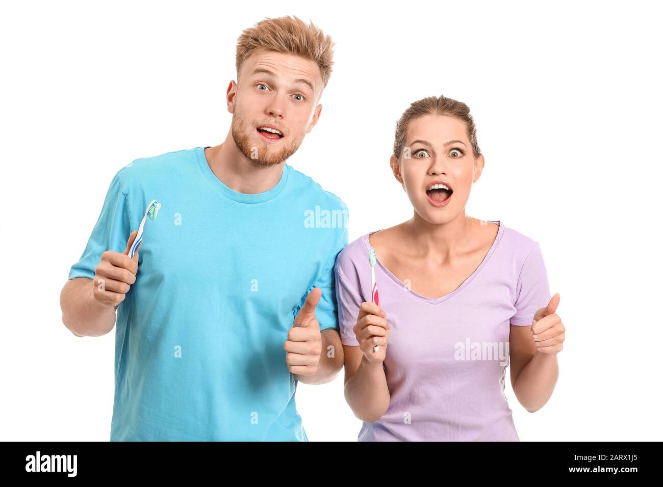 Brush teeth couple Cut Out Stock Images & Pictures - Alamy