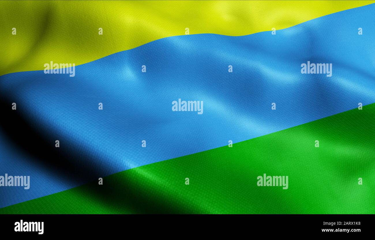 3D Illustration of a waving flag of Acandi (Colombia country Stock ...