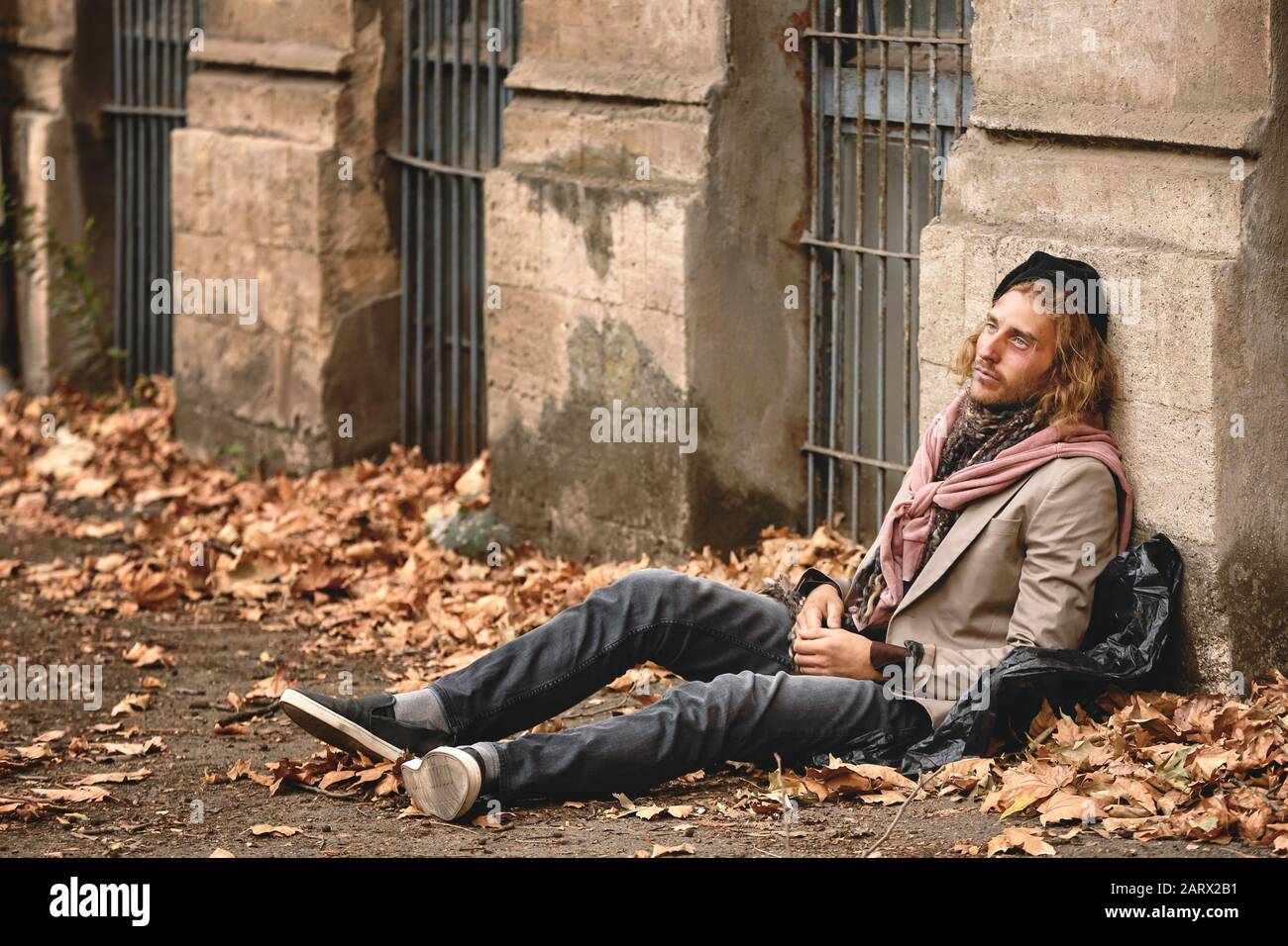 Portrait of poor homeless man outdoors Stock Photo - Alamy