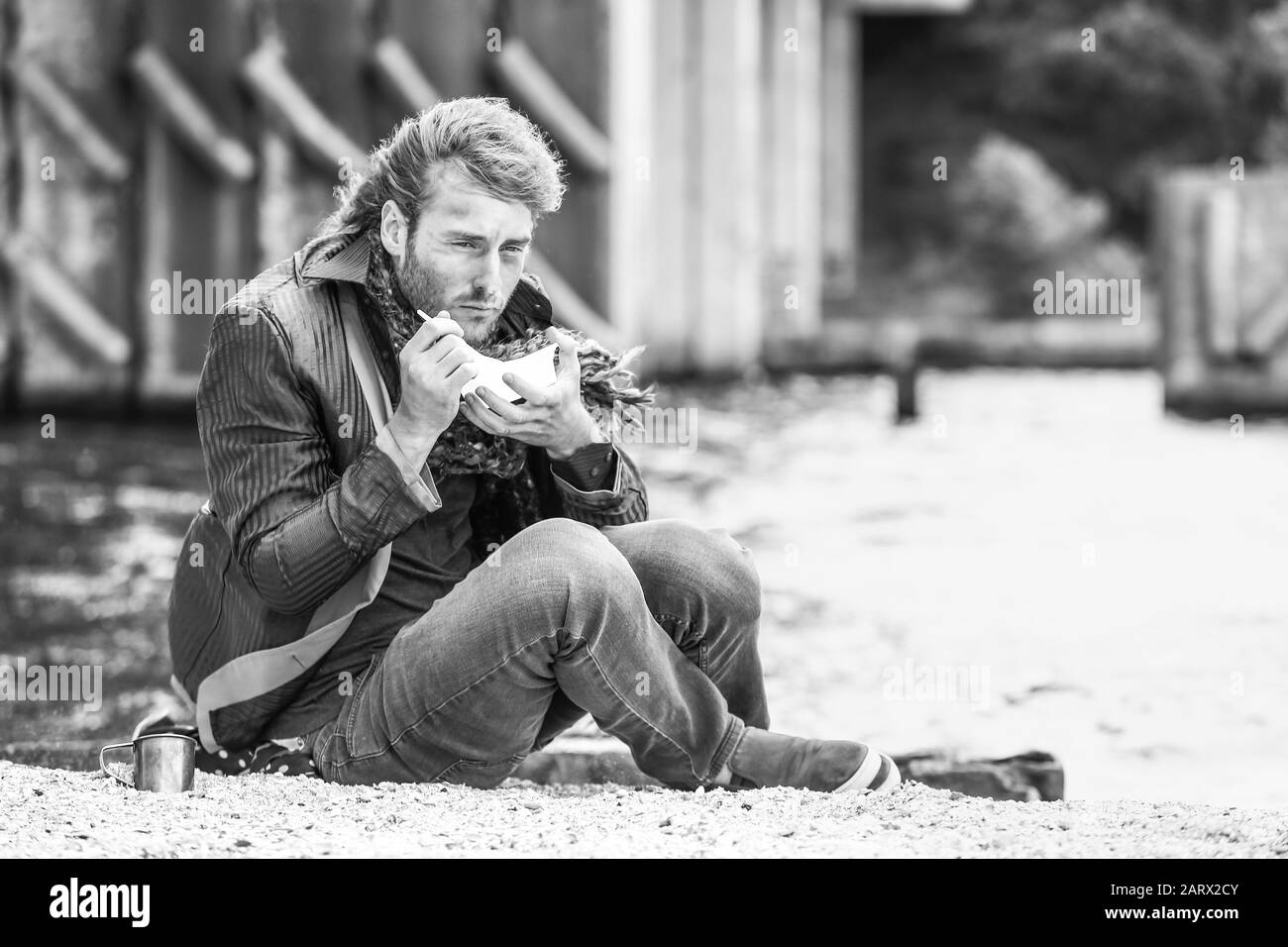 Homeless black man food hi-res stock photography and images - Alamy