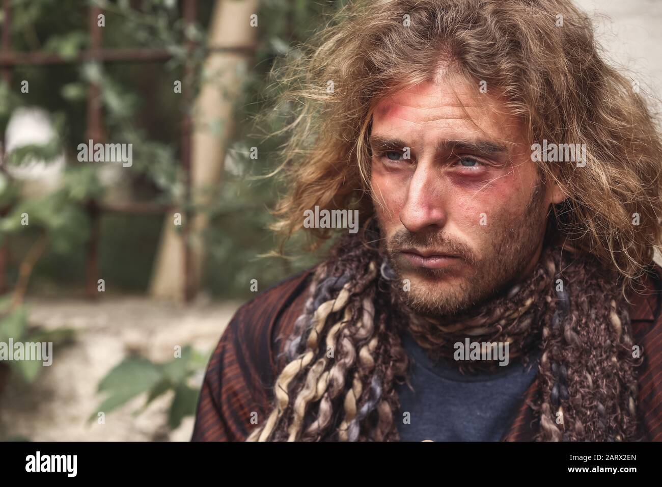 Portrait of poor homeless man outdoors Stock Photo - Alamy