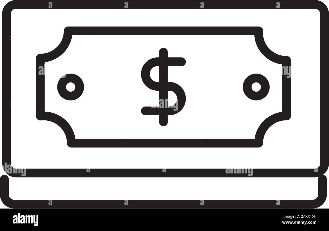 banknote currency business cash money line design vector illustration ...