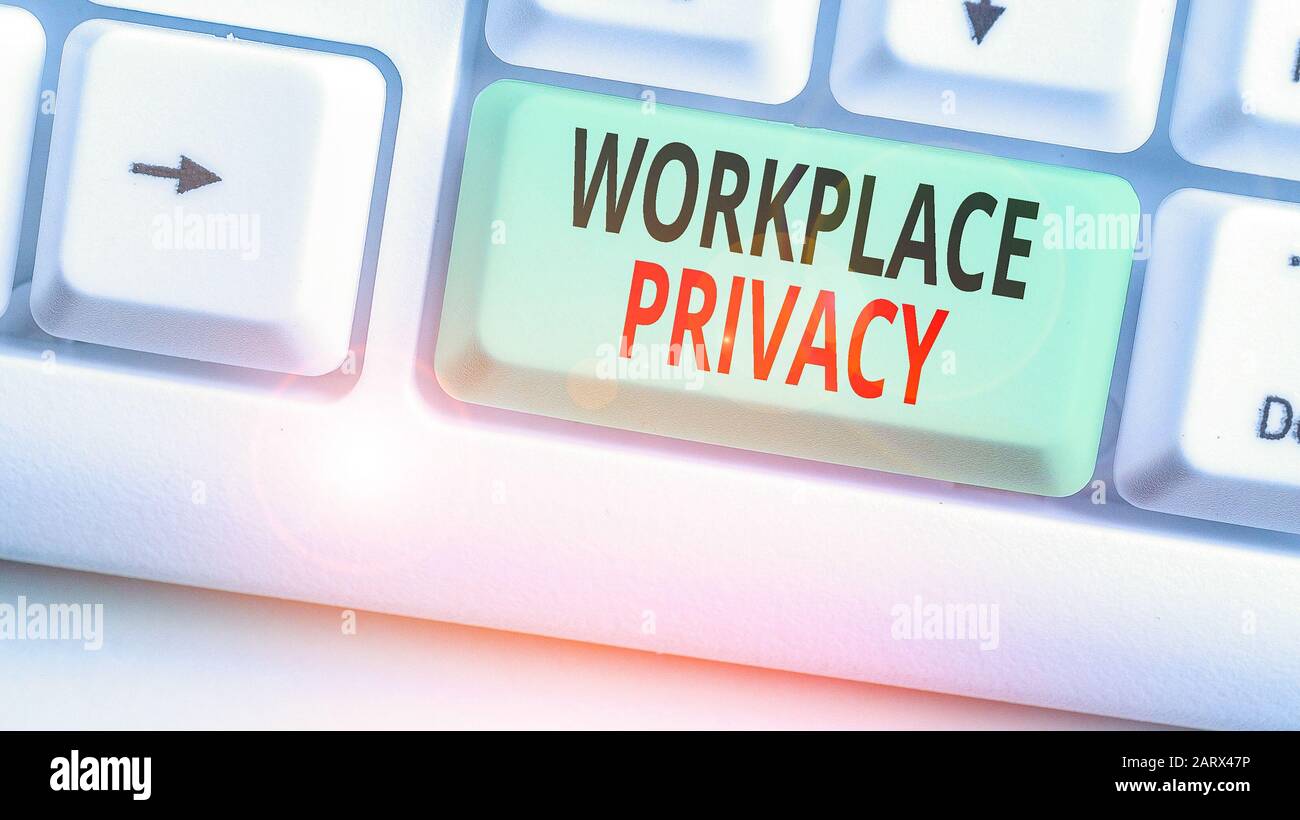 Writing note showing Workplace Privacy. Business concept for protection ...